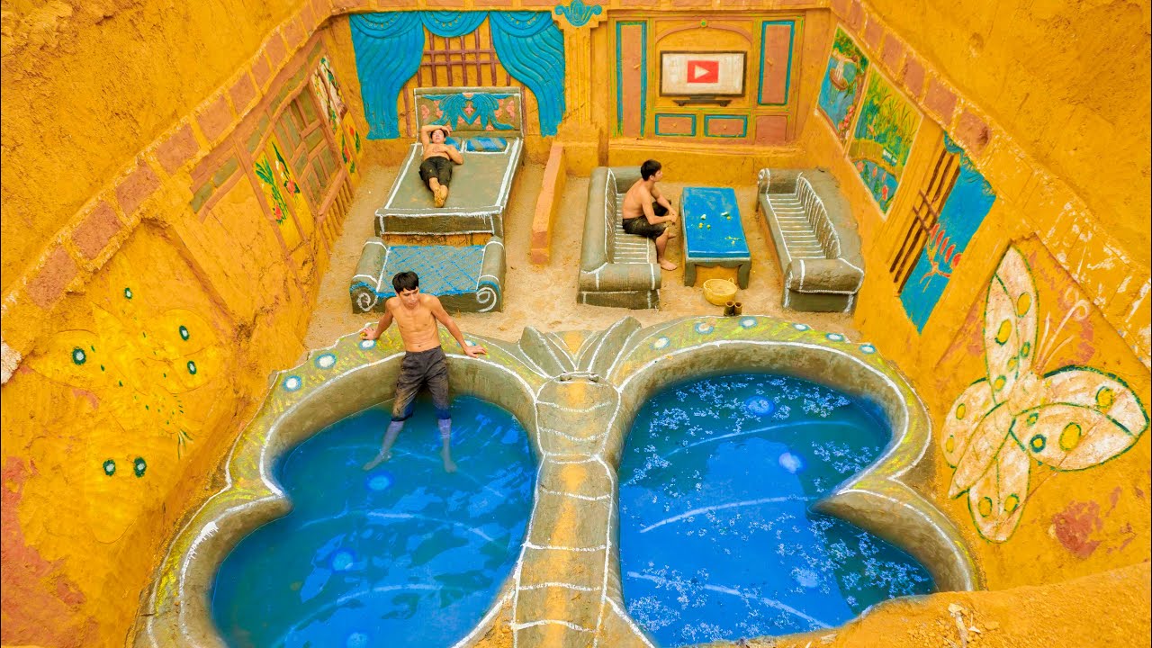 Build Underground House With Large Bed And Modern Butterfly Underground ...