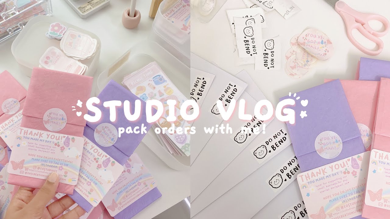 💌 studio vlog ; launching my shop, making stickers, pack orders with me ...
