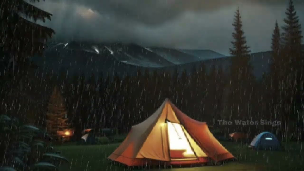 Heavy Rain sound for sleeping 10 hours - atmosphere in the forest # ...