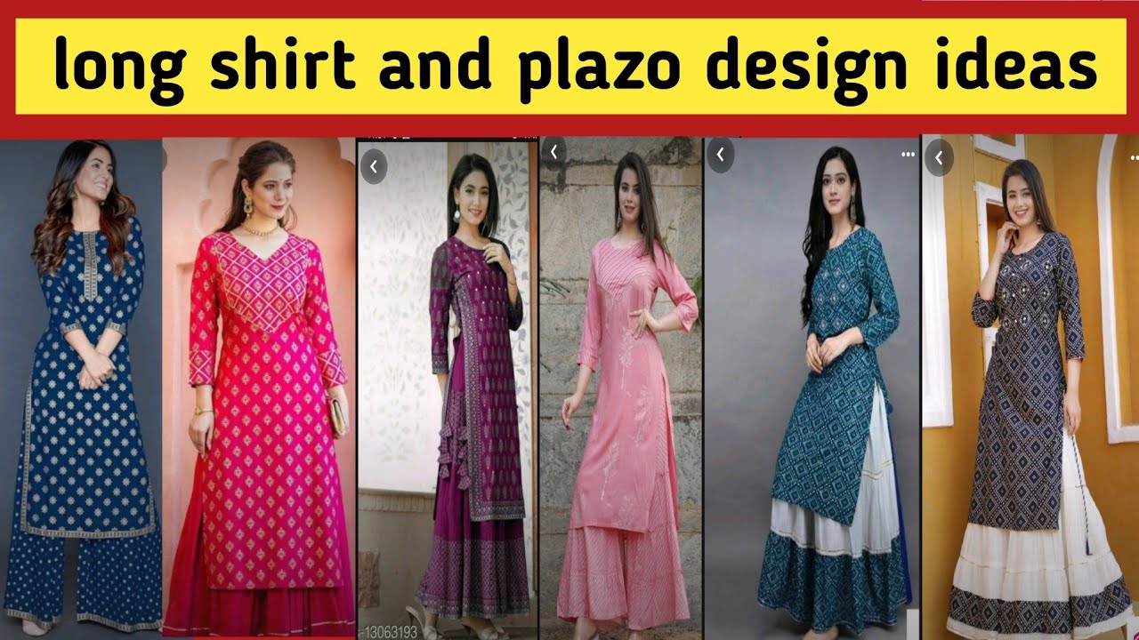 Long shirt and plazo design ideas😍 lambi kameez or plaza designs for ...