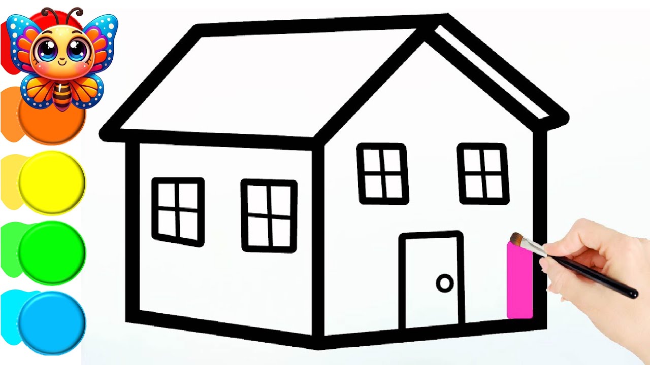 How To Draw Easy House from shapes || Easy Step by Step Tutorial ...