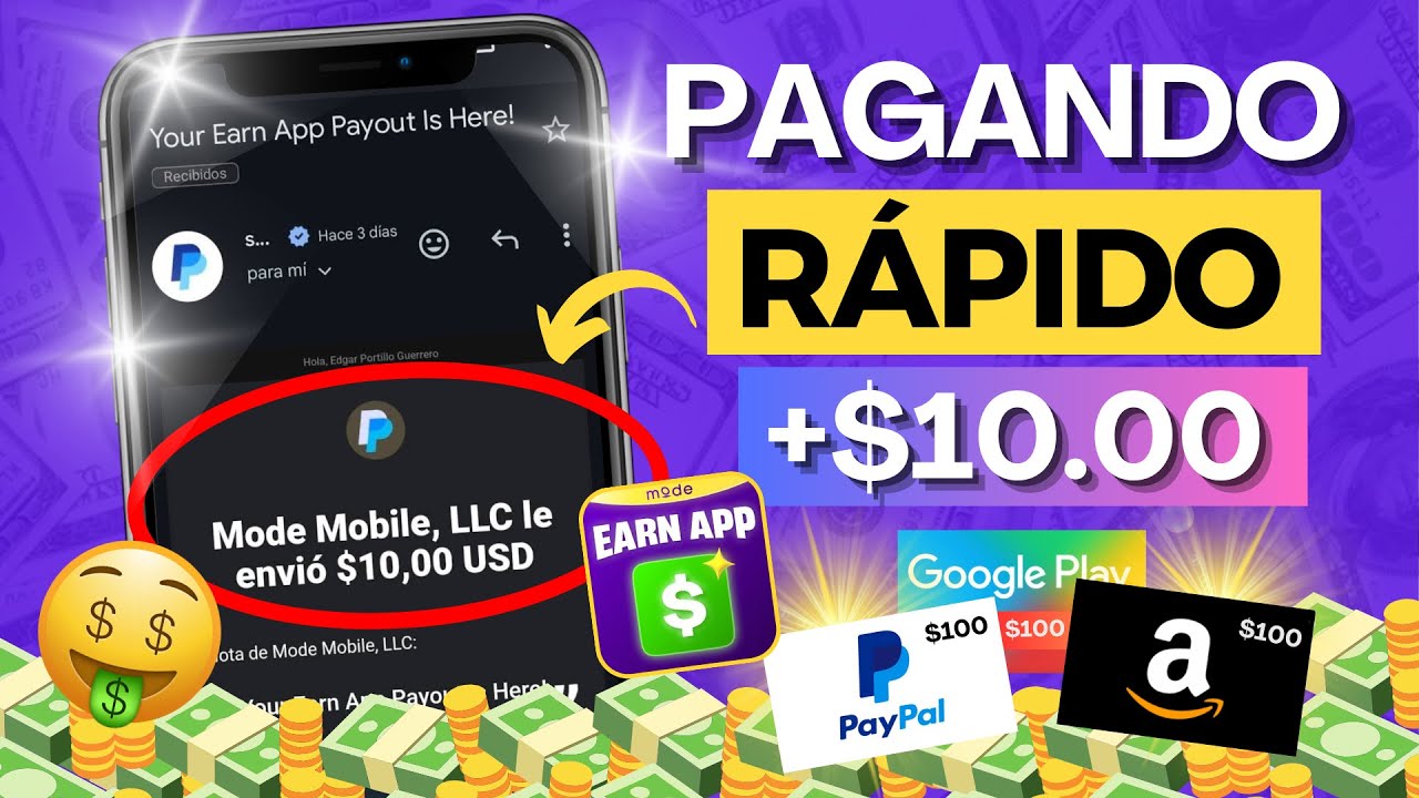 ¡$10.00 RÁPIDO! 🤑 APP Para GANAR DINERO A PAYPAL 2025 Earn App + PRUEBA de PAGO💸Gana Dinero a ...
