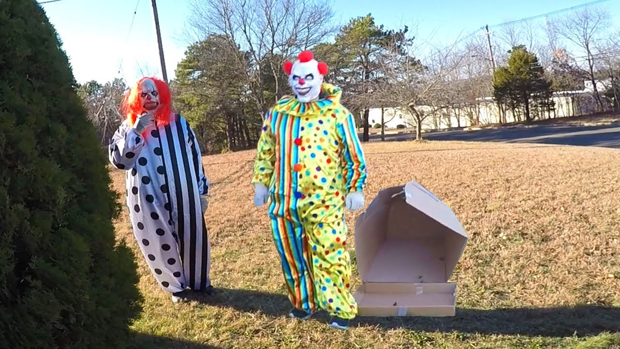 Clown in a Box - Two Clowns Attack and Chase Us! - YouTube