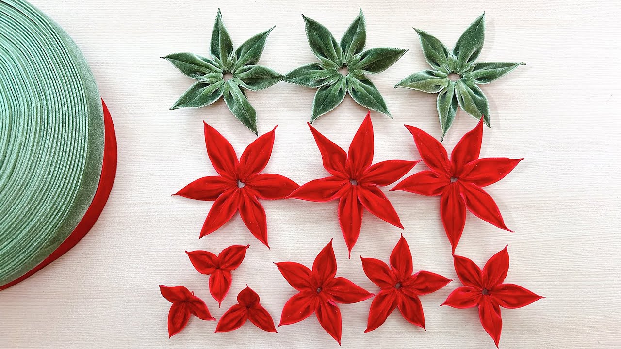 DIY How To Make A Poinsettia With Velvet Ribbon Christmas Decorations DIY How To Make A Poinsettia With Velvet Ribbon Christmas Decorations