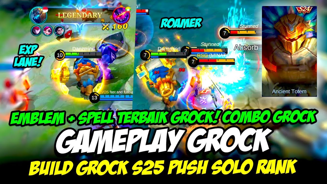 TUTORIAL GROCK & GAMEPLAY | BUILD GROCK SOLO RANK EMBLEM WAJIB GROCK ...