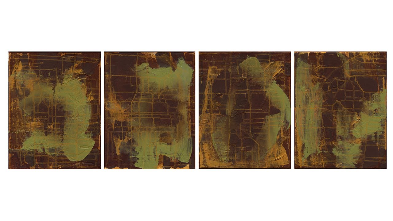 Yari Ostovany - Sama 2, Quadriptych, acrylic on canvas, 14 x 44 inches ...