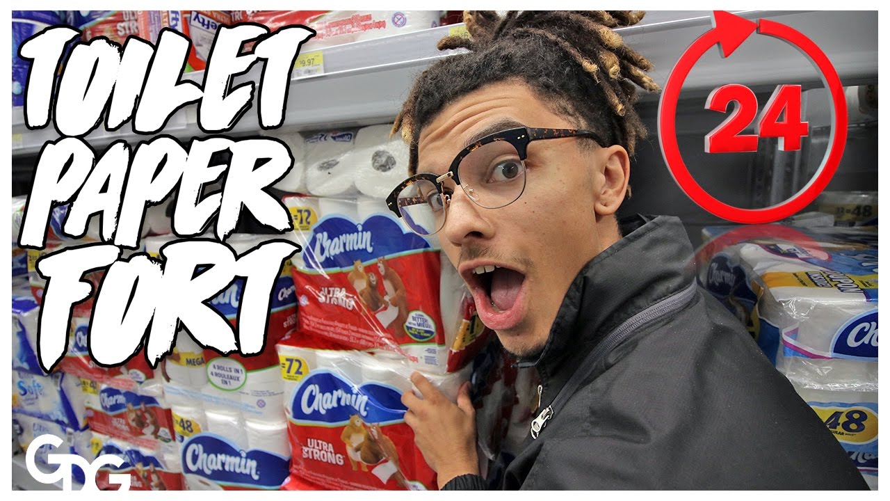 24 HOUR TOILET PAPER FORT - YouTube