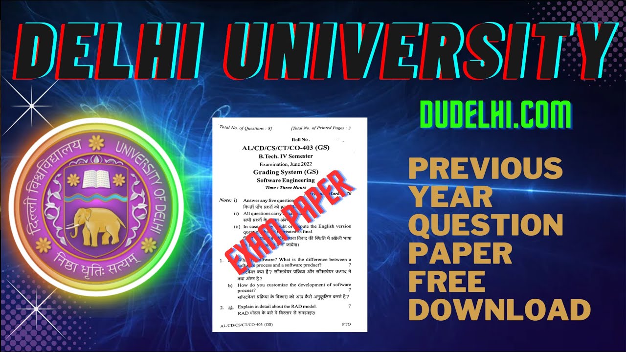 Delhi University Previous Year Question Paper Free Download | DUDELHI ...