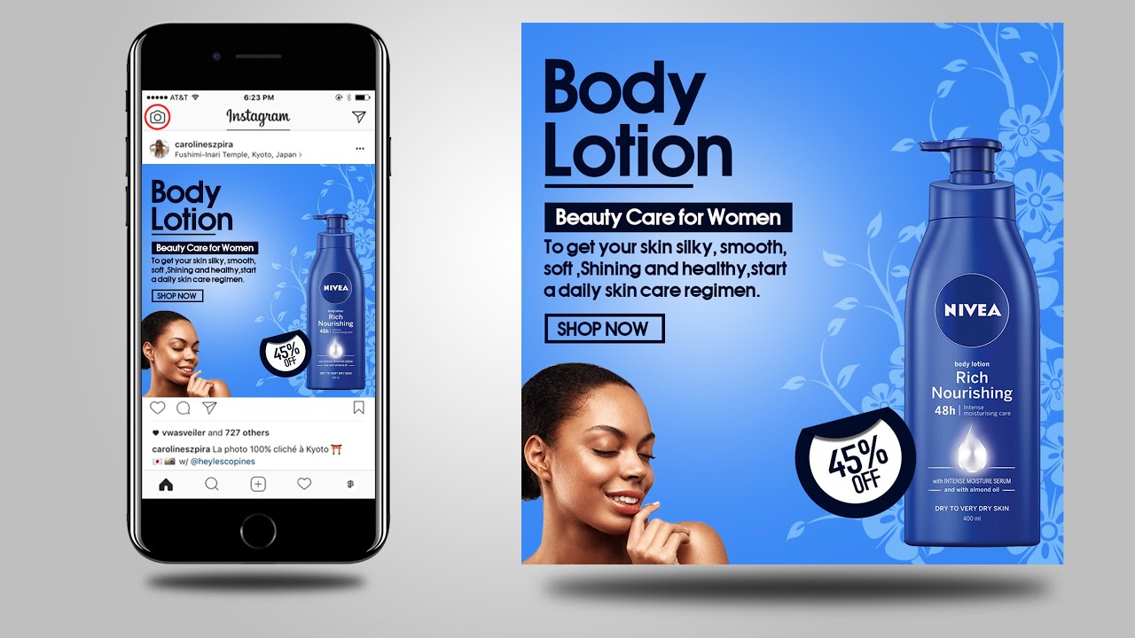 How to Create a Social Media Post - Nivea Body Lotion | Photoshop ...