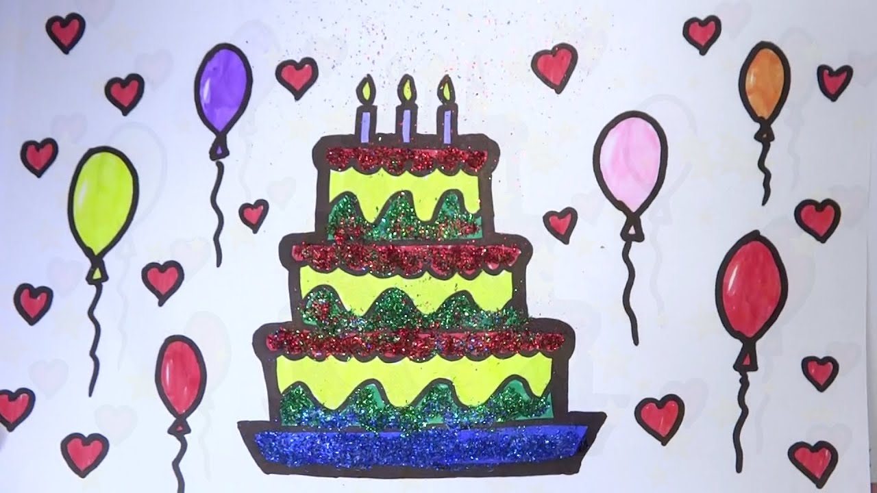 How to draw a cake/Как нарисовать торт/Come disegnare una torta/Glitter ...