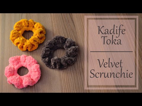 YUMUŞACIK 😍Kadife ipten ÇOK KOLAY pratik toka yapımı (velvet-fluffy) scrunchie crochet)diy