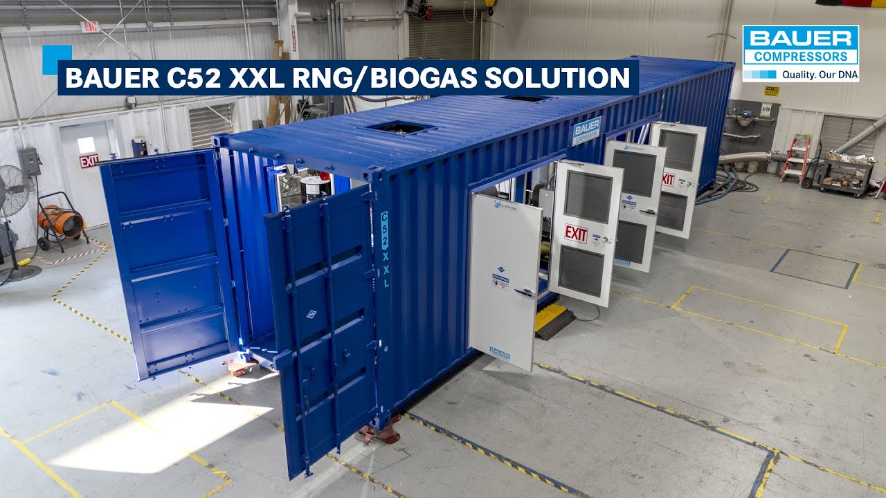 BAUER C52 XXL - RNG/Biogas Solution for Fleets, Tube Trailers and more - YouTube