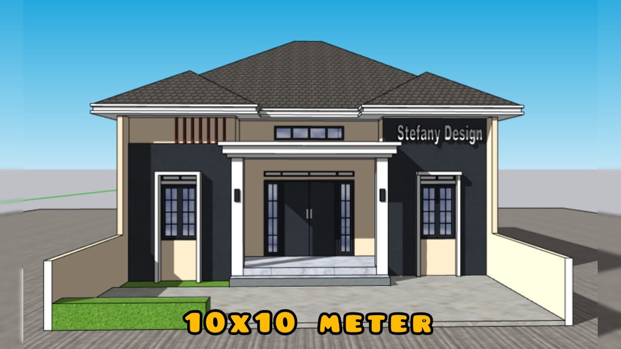 Desain Rumah 10x10 meter dengan 4 kamar tidur - YouTube