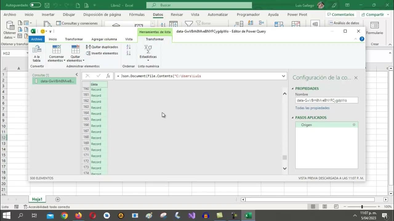 Importar datos desde un archivo Json a Microsoft Excel - YouTube