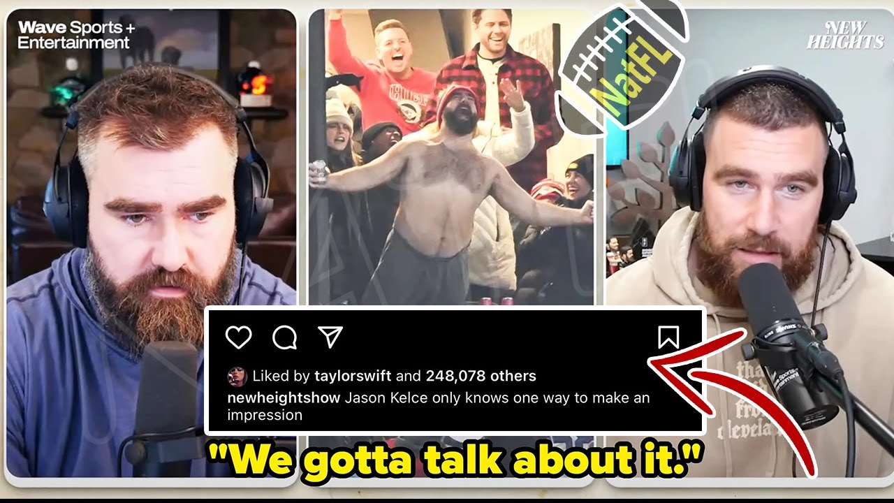 Taylor Swift supports Travis and Jason Kelce’s ‘New Heights’ podcast with one subtle move - YouTube