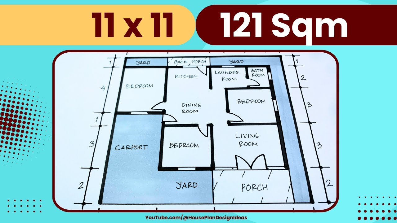 121 square meter House Plan Design 11x11 meters 3 Bedroom - YouTube