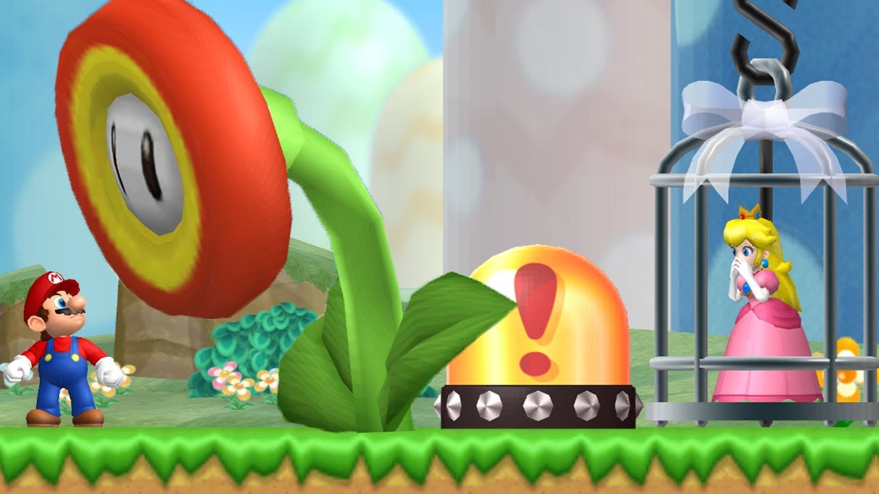 New Super Mario Bros. Wii - Evil Fire Flower Fight in the first Level ...