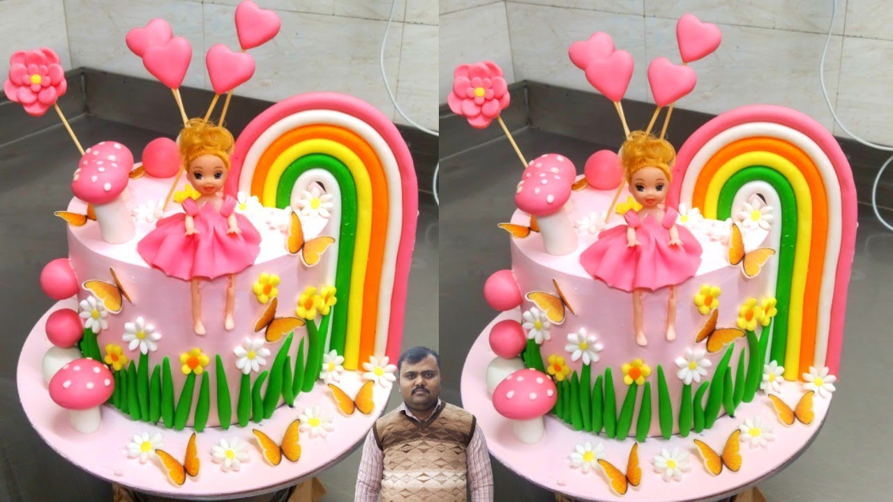Barbie Doll Cake Decorating ideas | Pink and Rainbow Doll Cake ...