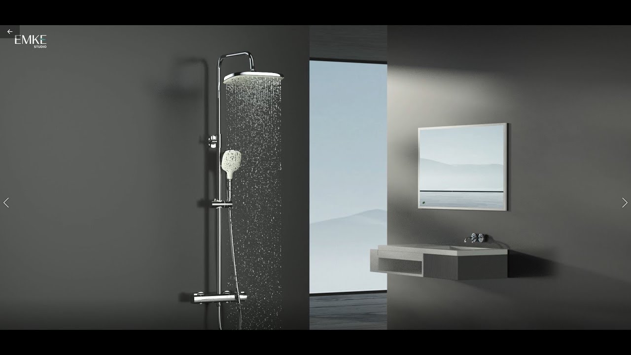 EMKE Duschsystem mit rechteckiger Kopfbrause, Thermostat, Chrom - YouTube