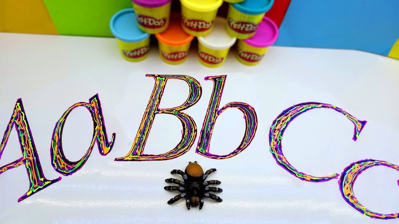 Learn ABC Alphabet And Colors Pink Blue Green Purple With 3D Art Paint ...