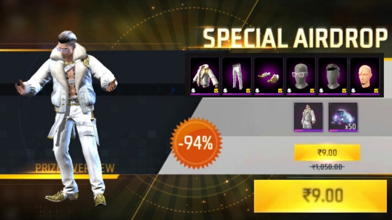 Free Fire Update Now SPECIAL AIRDROP ₹9.00 Airdrop -94% Top-Up Rs.₹9 ...