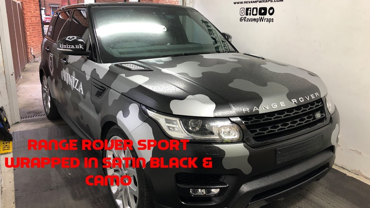 Range Rover Sport Wrapped In Satin Black & Camo - YouTube