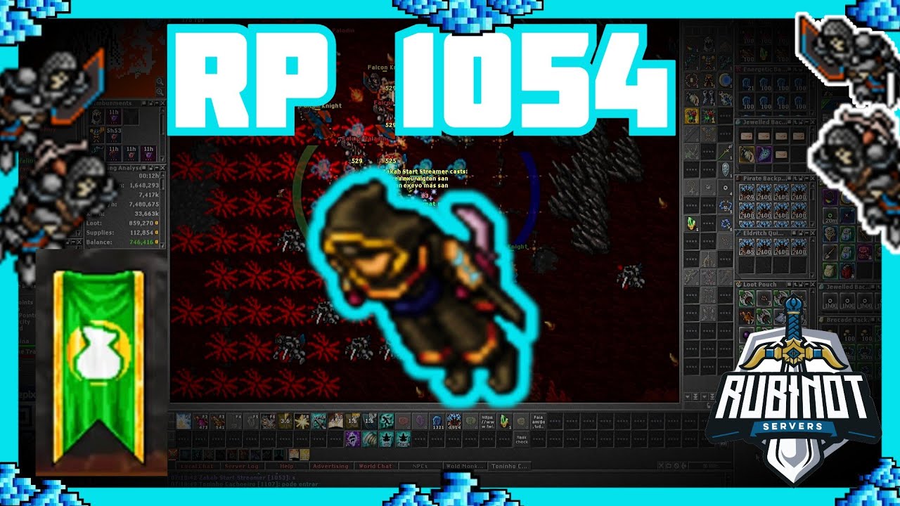 TIBIA-RUBINOT-RP 1054 HUNT SOLO FALCONS, 8.1KK XP RAW+4.1KK PROFIT # ...