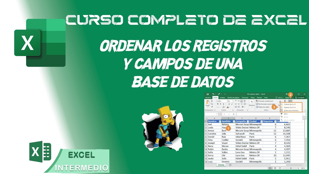 CURSO COMPLETO EXCEL - INTERMEDIO : ORDENAR LOS REGISTROS Y CAMPOS DE ...