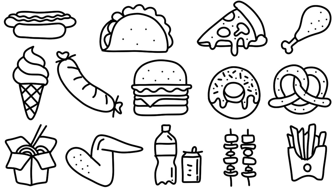 How to draw a food easy | candy,cake,lollipop,ice cream,donuts |Easy ...