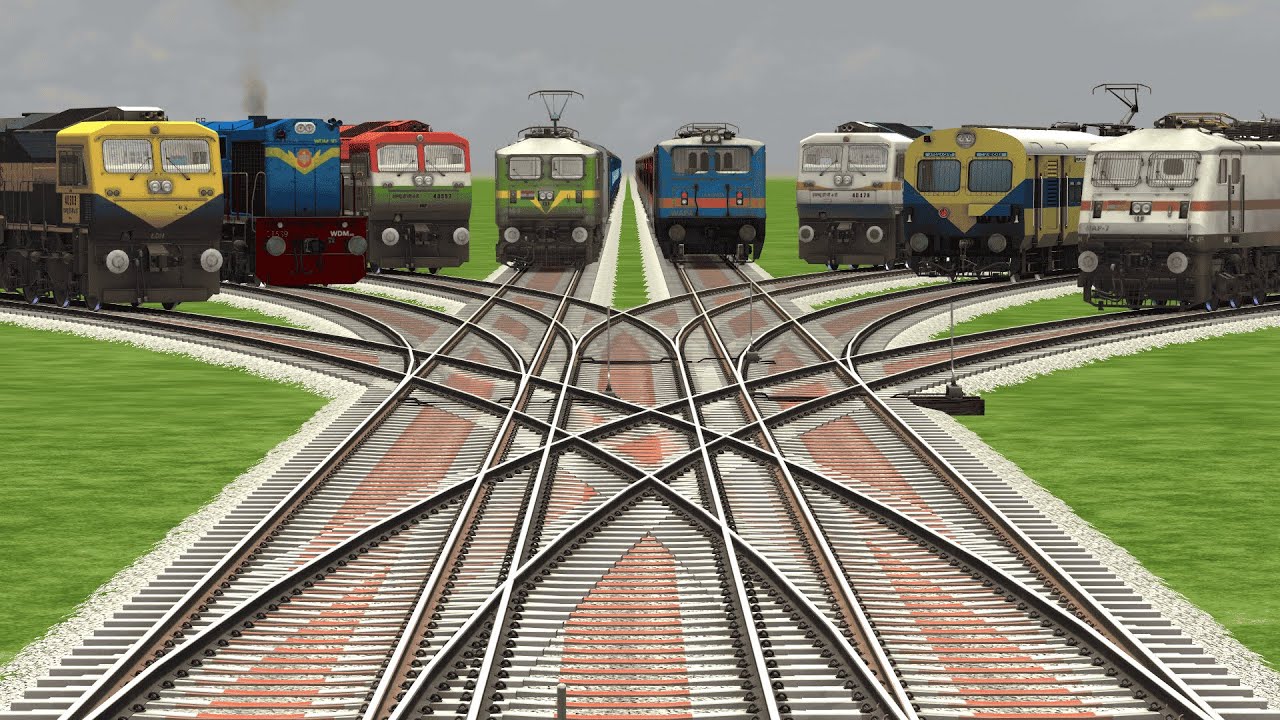 EIGHT RAIL TRAINS CROSSING BACK TO BACK AT FORKED BRANCH RAILROAD ...