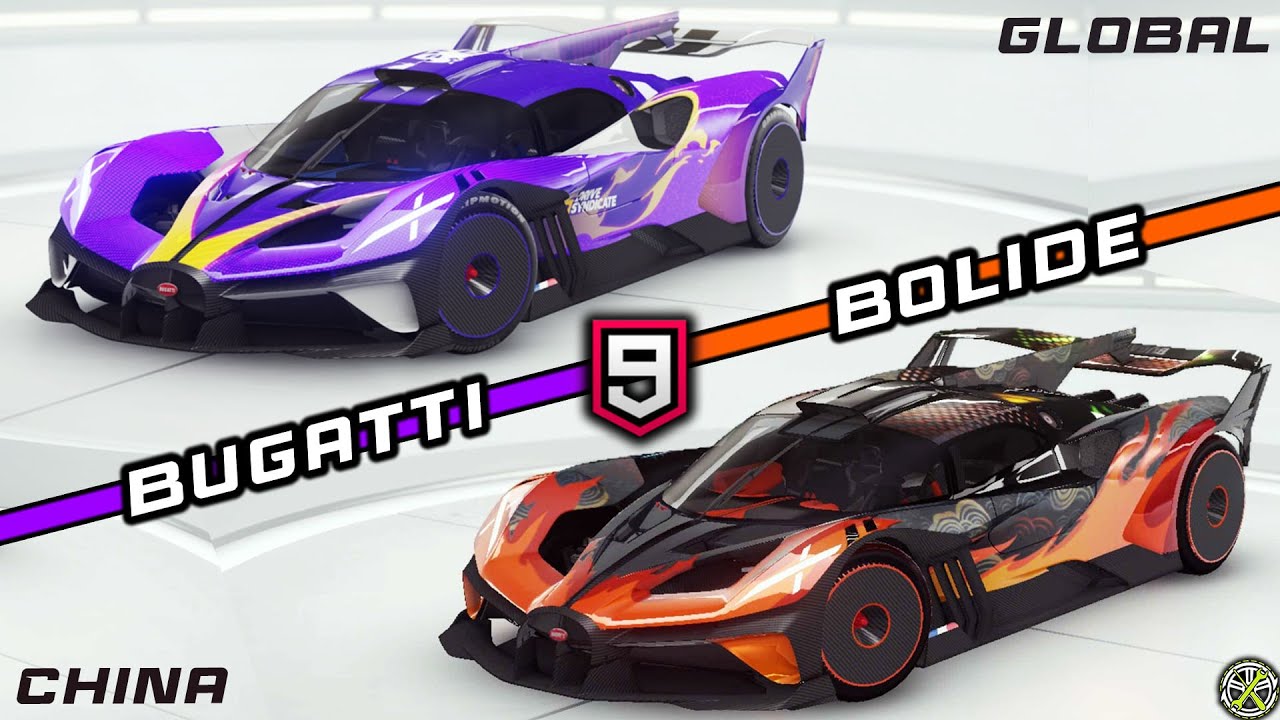 Asphalt 9 Global vs China | Bugatti Bolide Decals Comparison - YouTube
