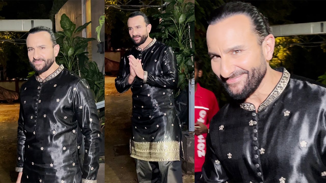 Saif Ali Khan Looks Super Handsome In Black Pathani Snapped Leaving ...
