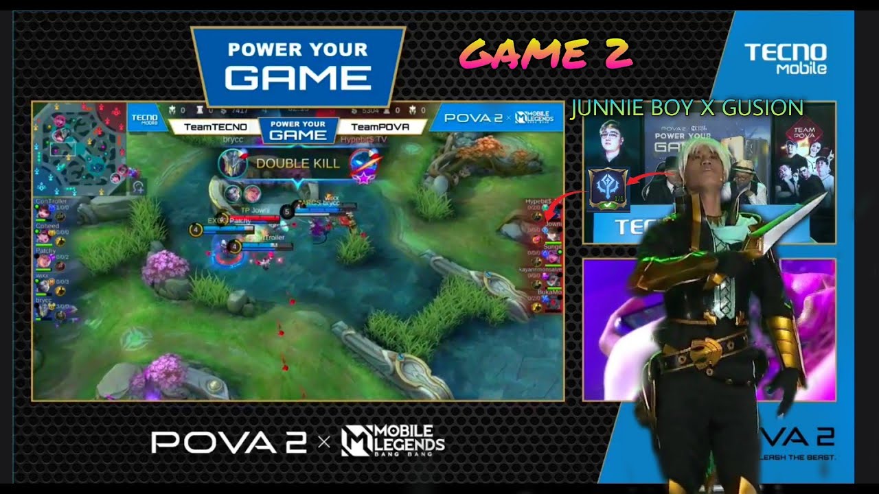 GUSION X JUNNIE BOY | Game 2 | {TEAM TECNO VS TEAM POVA 2) junnie boy ...