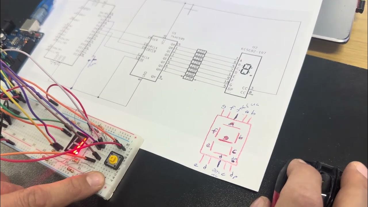7 Segment Display ve 74HC595 ile 0-9 sayıcı buton kullanarak - YouTube