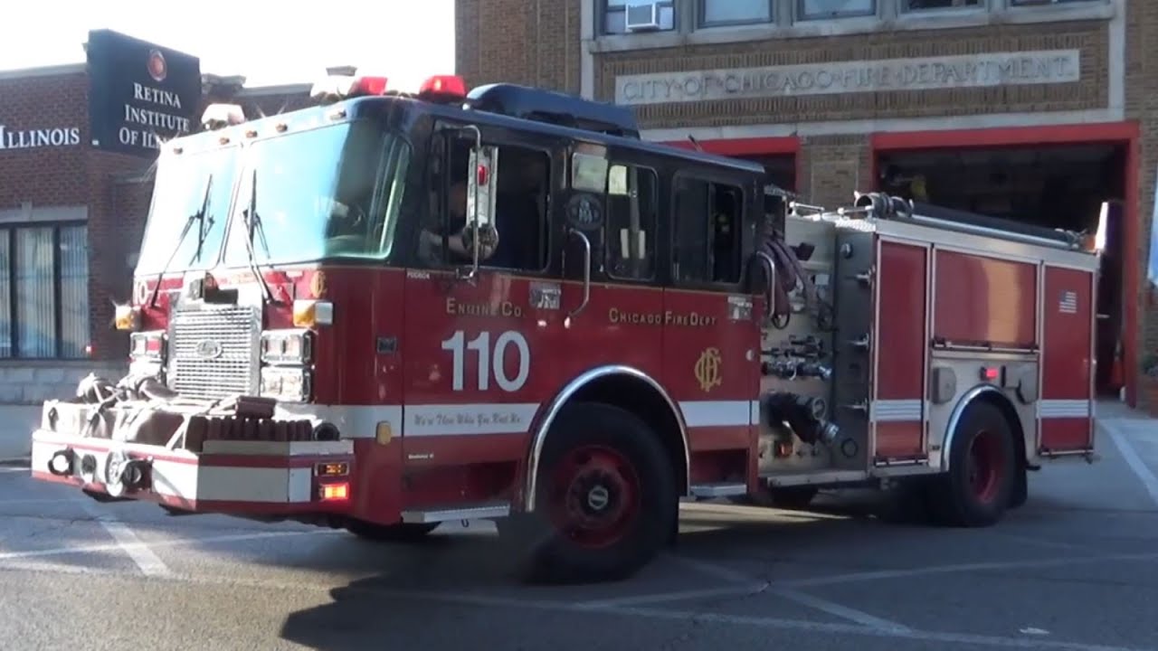 Chicago Fire Dept Engine 110 & Ambulance 40 Responding - YouTube