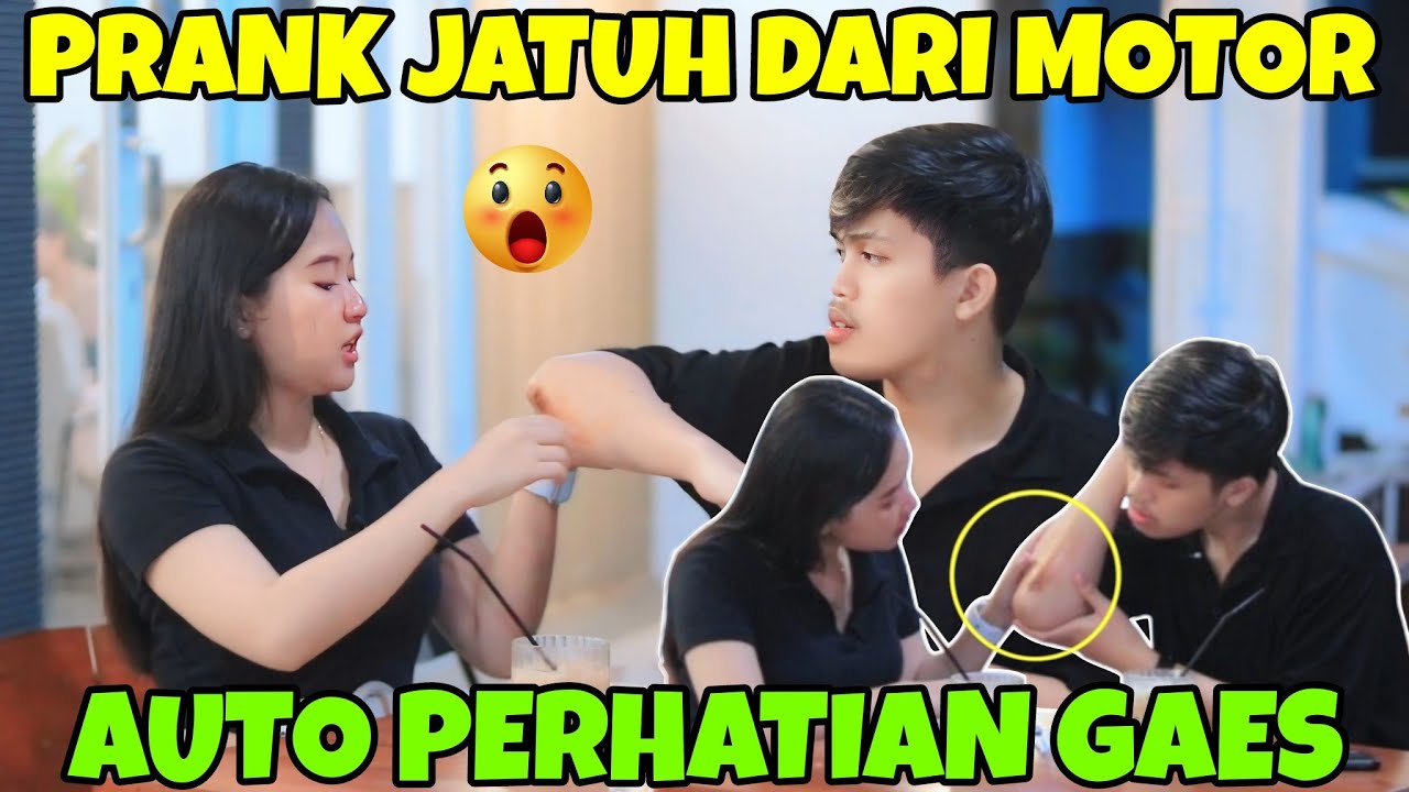 PRANK JATUH DARI MOTOR SAMPE PACAR PERHATIAN BGT - YouTube