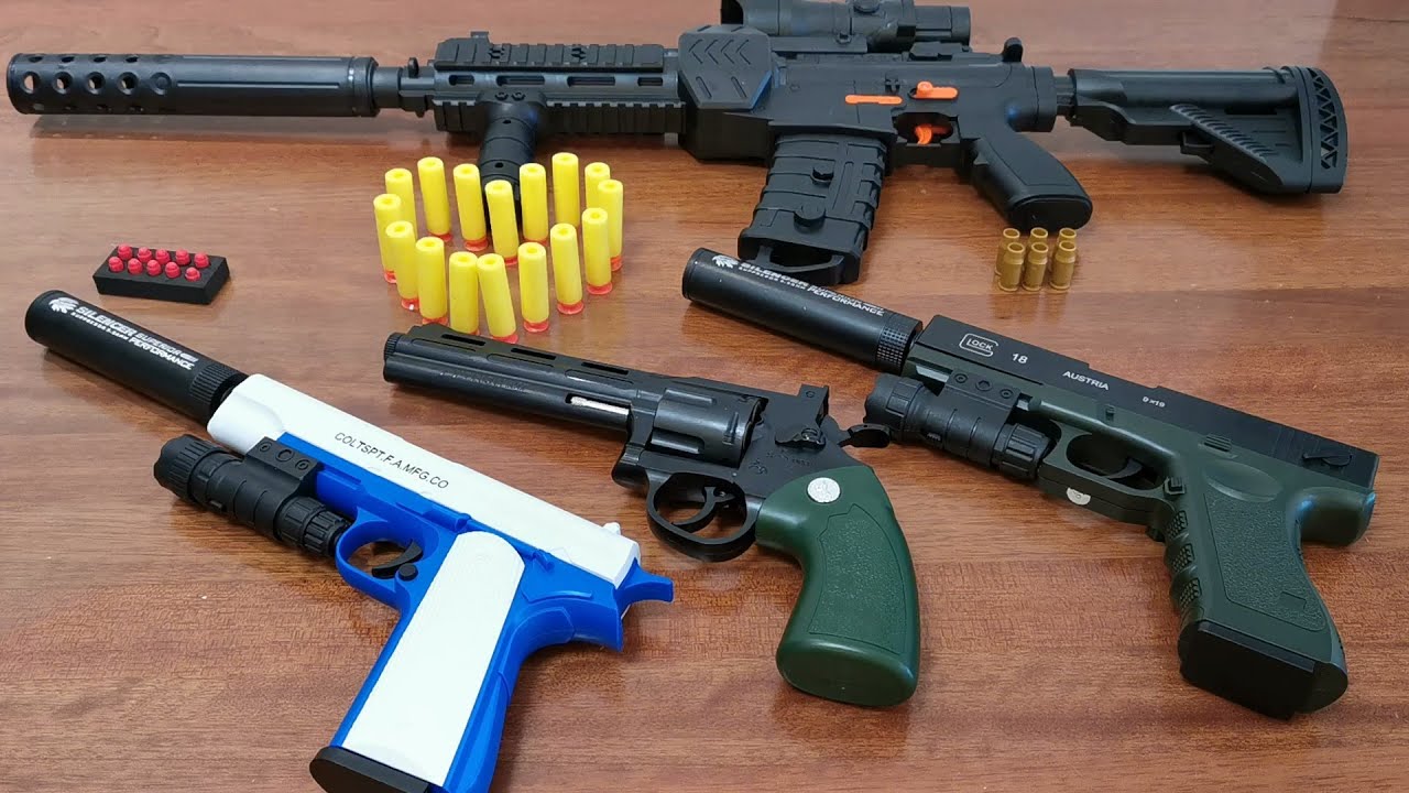 Glock 18 & M1911 Shell Ejection Soft Bullet Toy Gun -M416 -357 Revolver ...