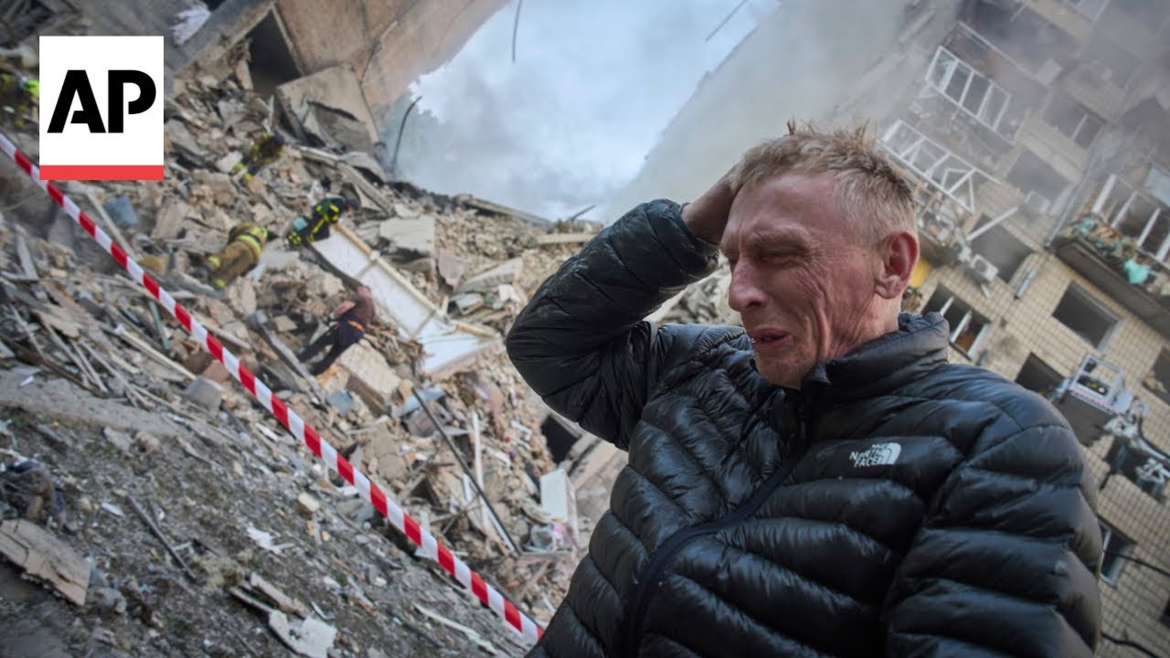 Scenes in Kyiv as residential buildings hit during Russia attack on ...