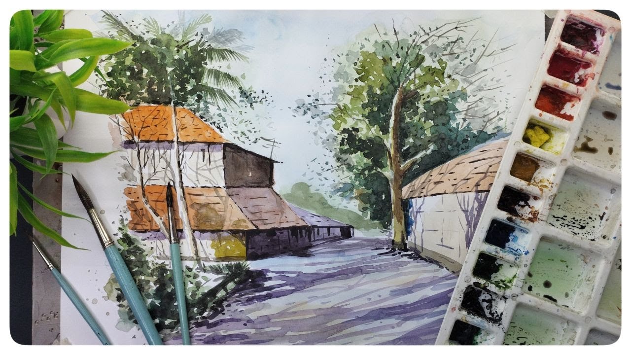 Watercolor painting in cartridge paper | Timelapse video | - YouTube