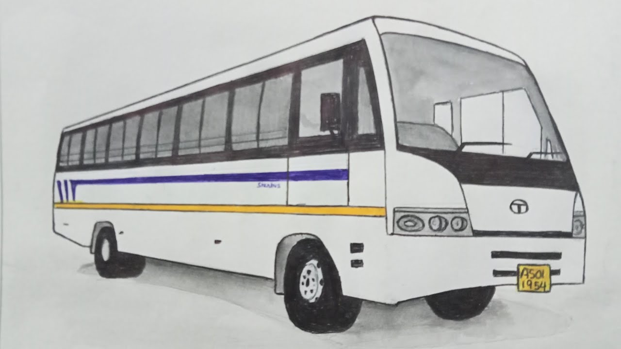 Easy drawing TATA Starbus with watercolour step by step | TATA ...