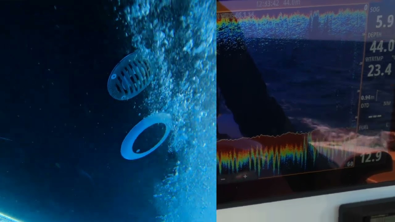 Airmar Transducer Underwater Footage + Sounder Screen - YouTube
