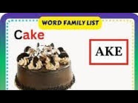 Words that end with the "-ake" sound include "bake", "cake", rhyming ...