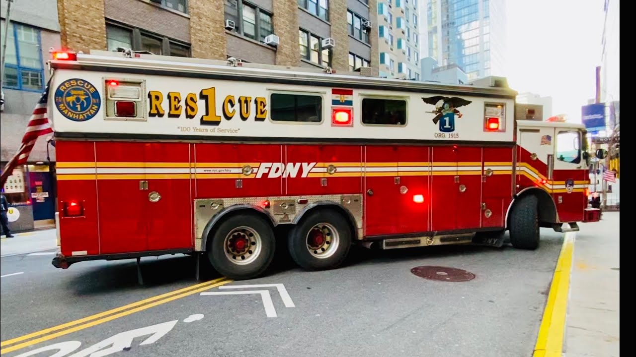 FDNY RESCUE 1 RETURNING TO QUARTERS ON WEST 43RD STREET IN HELL’S ...