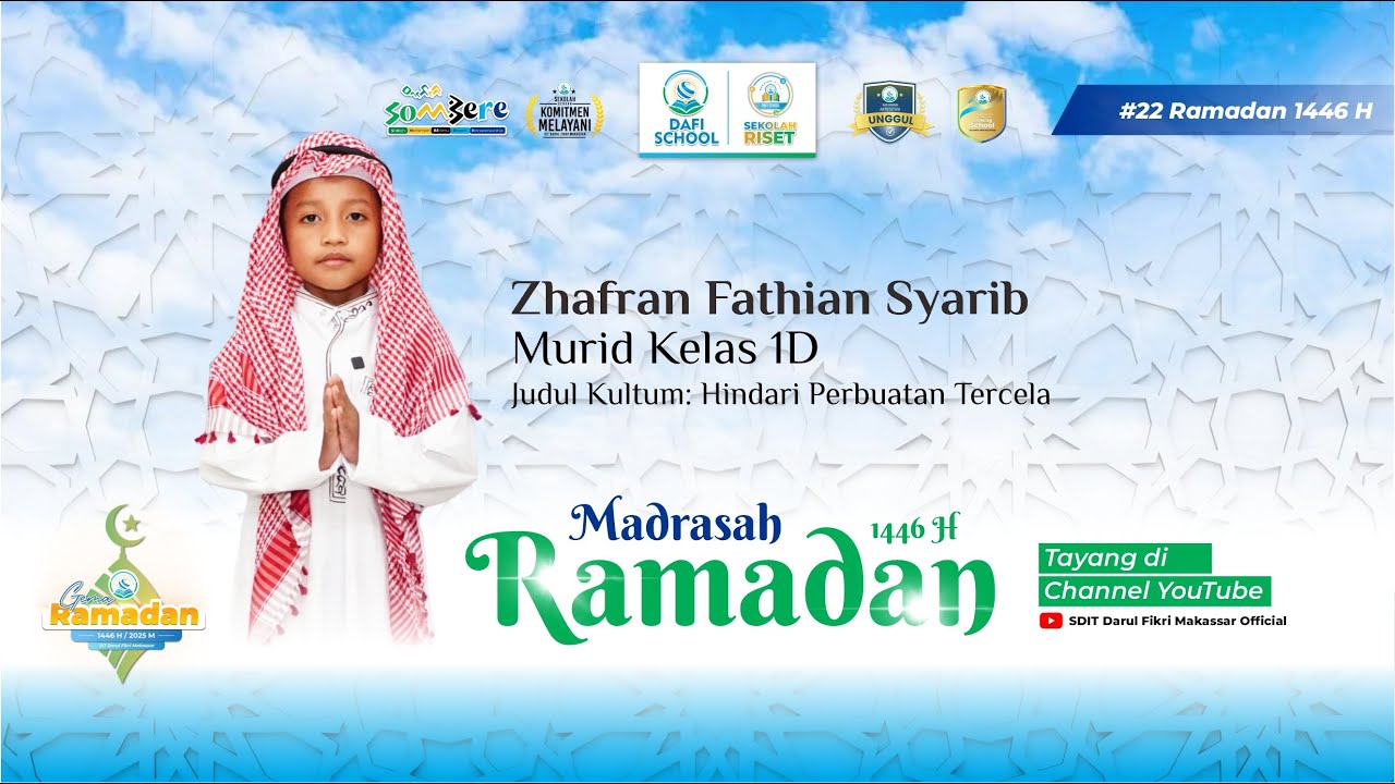 Madrasah Ramadan: Zhafran Fathian Syarib Kelas 1D | Hindari Perbuatan ...