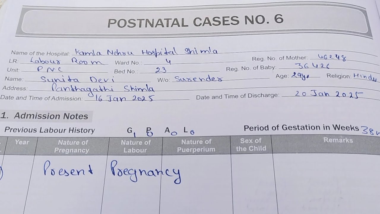 Postnatal case , Obstetrical Nursing (obg) Case Book Fill. Dr. Molly ...