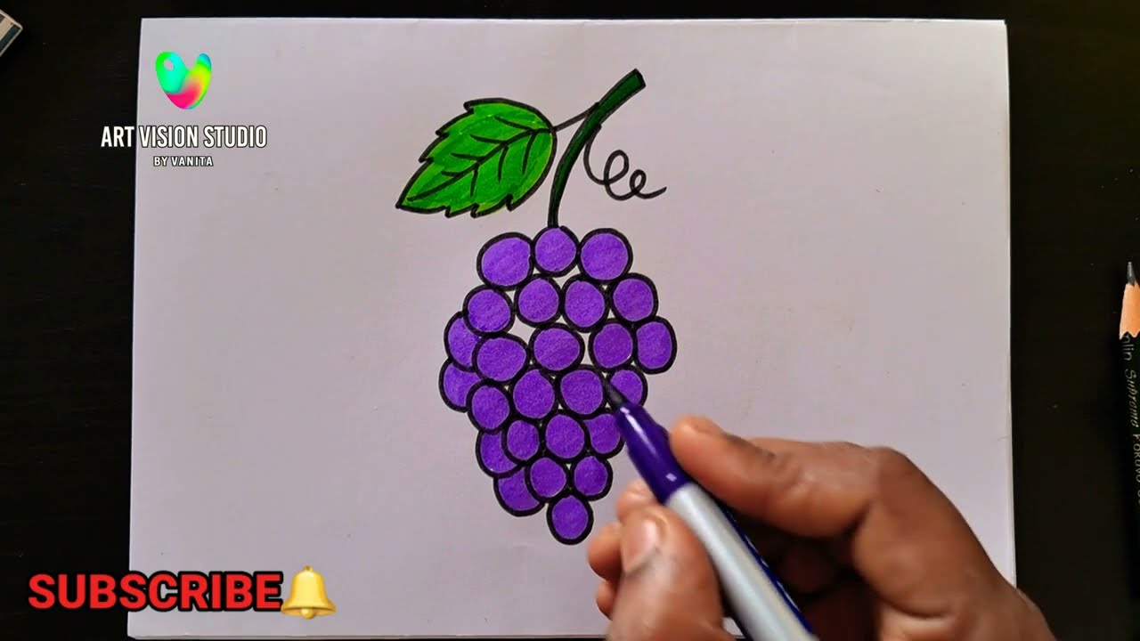 how to draw graps / fruits drawing / kids drawing / grapes drawing for kids /fruits drawing for ...
