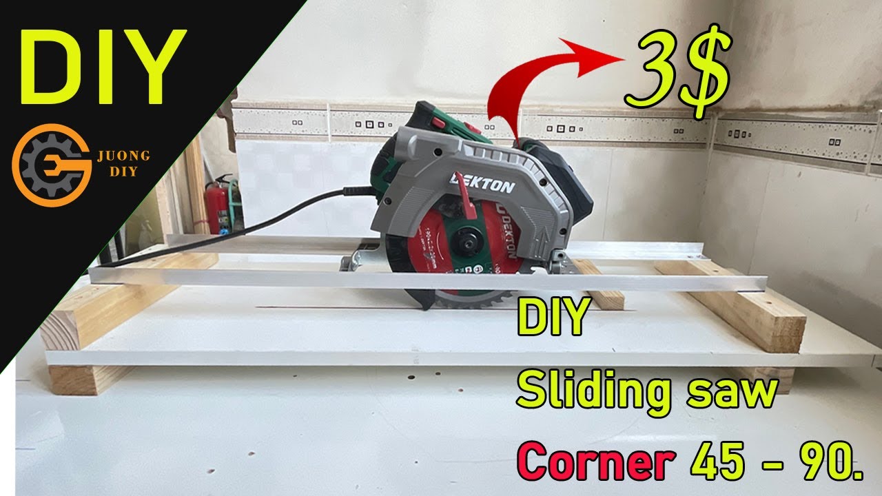 DIY Circular saw into 45 - 90 angle sliding saw for $3 || DIY carpentry ...