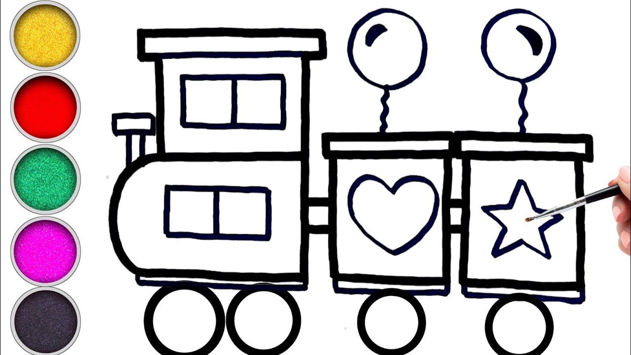 Train with Shapes Drawing and Coloring for Kids | How to Draw a Train ...