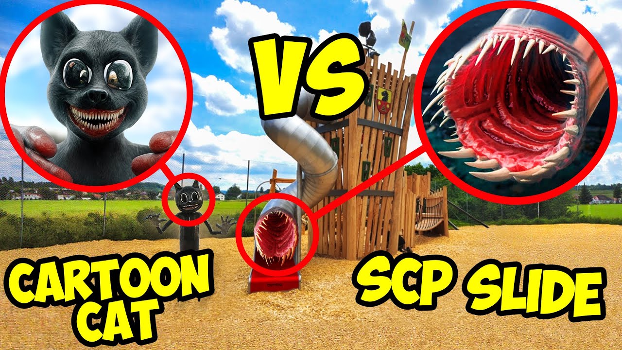 SCP SLIDE vs CARTOON CAT Bruno! Carnivorous Slide SCP ate it? - YouTube