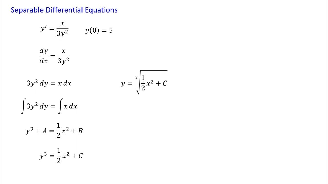 seperable differential equations LESSON - YouTube